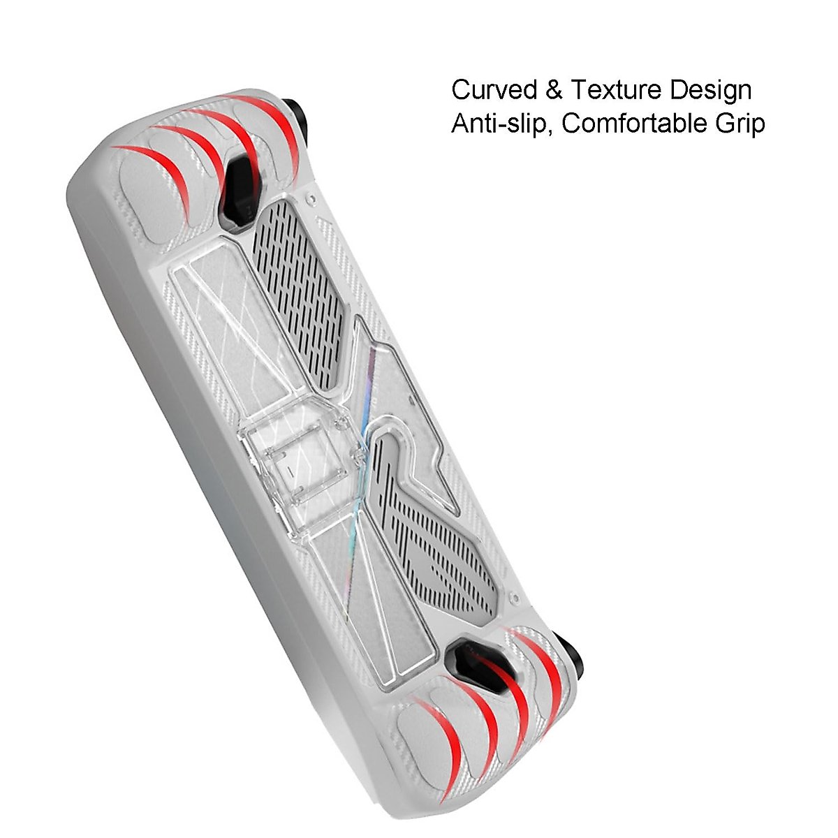Protective Case with Foldable Kickstand for ASUS Rog Ally 2023 Release Handheld Game Console Full Body Drop-Proof Protector Stand Case with Shockproof,Non-Slip,Anti-Collision (White+Clear)