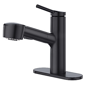 CREA Black Single Hole Bathroom Faucet 1 Handle Pull Out Bar Sink Faucets Laundry Faucet Utility Faucet with Sprayer Handheld Bath Tub Faucet Baby Pets Toilet Faucet Vanity Basin Mixer Tap