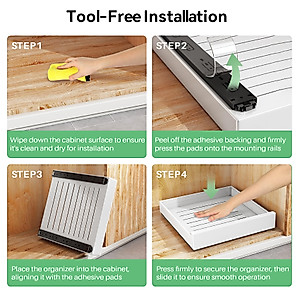 Pull out Cabinet Organizer, 21"Deep, Slide out Drawers for Kitchen Cabinets, Under Sink Pull-Out Home Organizers with Adhesive Nano Film Fixed, Sliding Cabinet for Bathroom, Pantry Storage Shelf