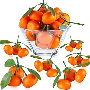 WILLBOND Artificial Orange Fake Orange Simulation Mini Orange Decorative Kitchen Table Decoration Realistic Artificial Fruit Bowl Tray for Home Party Kitchen Festival Decoration (7 Clusters)