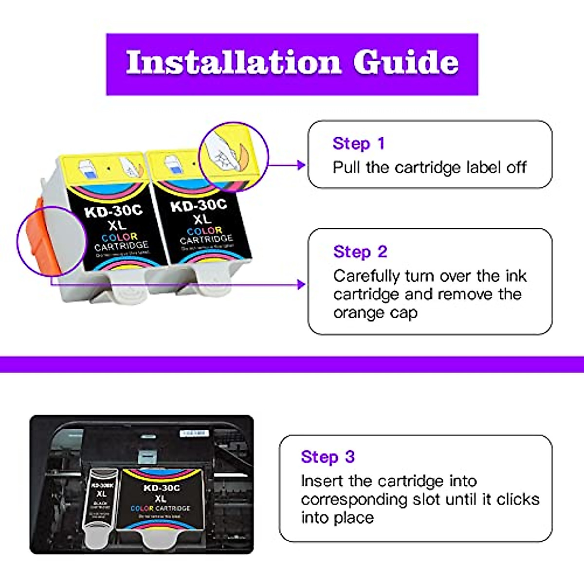 Replacement for Kodak Color 30C 30XL Compatible Ink Cartridges 4 Pack Color Ink Use for Kodak ESP 3.2, C110, C310, C315, Office 2150, Office 2170, Hero 3.1 Hero 5.1 Series Printers