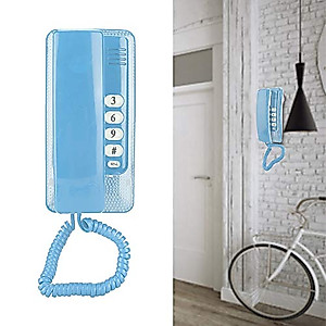 Bewinner Wired Corded Phone, Landline Phone Without Caller ID Display, Desktop Wall Phone for Home with Flash Function/Mute/Last Number Redial(Blue)