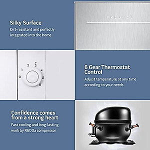 Frestec Small Refrigerator with Freezer, 3.1 cu ft Mini Fridge Retro Compact Refrigerator for Bedroom, Dorm, Office, Energy Star Ultra-Quiet Adjustable Temperature,(Sliver)