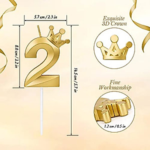 Leezmark 2nd Birthday Number Candle Birthday Decorations Candle Sparkler for Cake Topper, Anniversary Decorations 12 20 21 25 Years Old Birthday Candles (Gold, Number 2 Candle)