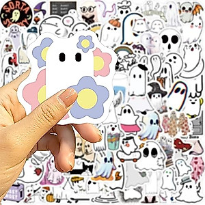 100PCS Cartoon Cute Ghost Stickers Cute Packaging Colorful Waterproof Stickers Vinyl Art Stickers for Water Bottles,Skateboards Guitars Helmets Laptops,and for Teenagers Girls,Boys Gift