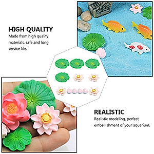 POPETPOP 12pcs Artificial Floating Lotus Flowers Water Lily Pads Aquarium Fish Tank Decoration for Terrariums Miniature Fairy Garden Pool Patio Pond Wedding Decor