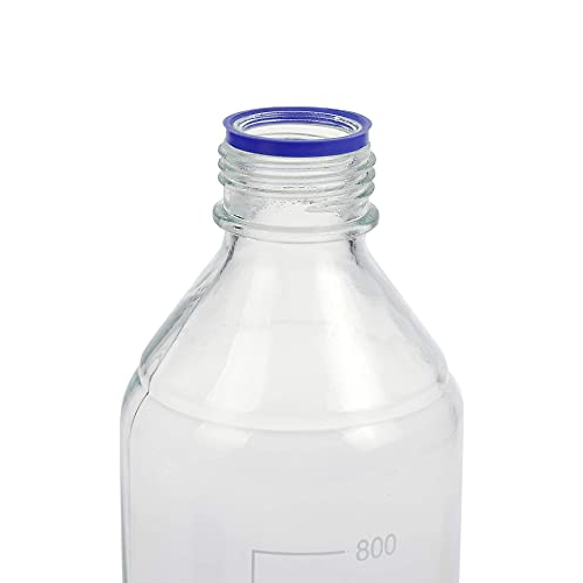 Moonetto 4 Pieces 1000ml Graduated Round Media/Storage Glass Bottle With GL45 Blue Polypropylene Screw Cap