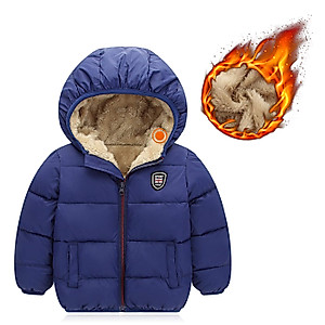 Happy Cherry Boys Blue Winter Hooded Bubble Coat Warm Down Jacket Thick Outerwear for 6 to 7 years old