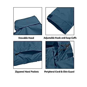 Little Donkey Andy Men's Lightweight Waterproof Rain Jacket Outdoor Rain Shell Coat for Hiking,Golf,Travel Blue Mirage Size L