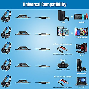 BENGOO G9000 Gaming Headset Professional 3.5mm PC LED Light Game Bass Headphones Stereo Noise Isolation Over-ear Headset Headband with Mic Microphone For PS4 Laptop Computer and Smart Phone