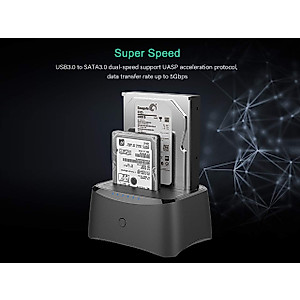 WAVLINK USB 3.0 to SATA I/II/III Dual Bay External Hard Drive Enclosures Docking Station for 2.5/3.5inch HDD SSD,Offline Clone,OTG,Supports UASP(up to 6Gbps) for Windows, Mac OS and Linux