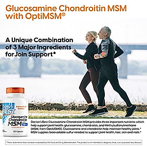 Doctor's Best Glucosamine Chondroitin Msm with OptiMSM Capsules, Supports Healthy Joint Structure, Function & Comfort, Non-GMO, Gluten Free, Soy Free, 120 Count (Pack of 1)