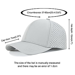VOBOOM Men Quick Dry Baseball Cap Laser Cut Mesh Ball Cap Curved Brim Snapback Hat (Grey)