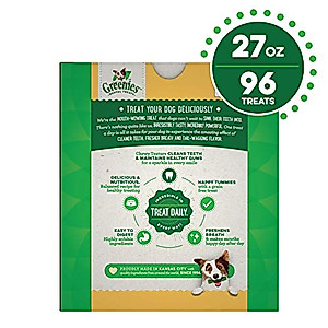 GREENIES Grain Free TEENIE Natural Dog Dental Care Chews Oral Health Dog Treats, 27 oz. Pack (96 Treats)