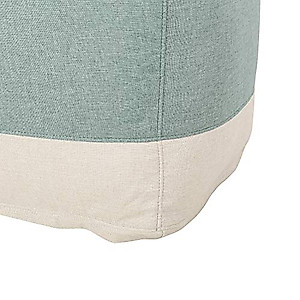 Christopher Knight Home Tattnall Contemporary Two Tone Fabric Cube Pouf, Teal, Beige