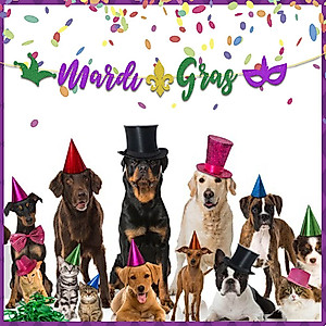 Mardi Gras Banner Garland Mardi Gras Decorations for New Orleans Masquerade Party Supplies Gold Purple Green Glitter Mardi Gras Outdoor Indoor Hanging Mardi Gras Theme Party Supplies Fat Tuesday Decor