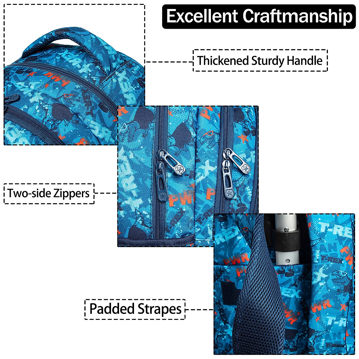 Jasminestar Rolling Backpack for Girls 18inch with Lunch Bag and Pencil Case, Lightweight School Bookbags for Boys and Girls