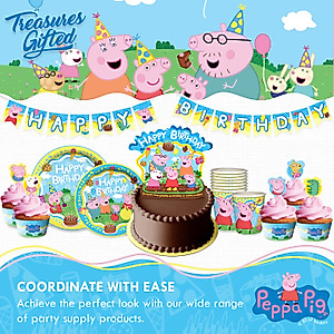 Treasures Gifted Officially Licensed Peppa Pig Birthday Party Supplies - Serves 24 Guests - Dinnerware Starter Set - Peppa Pig Party Supplies Including Peppa Pig Plates & Peppa Pig Napkins