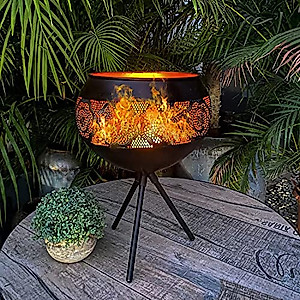 Solar Fire Pit Lantern, Candle Flickering Flame Lights Outdooor Waterproof Garden Torch Lights with Solar Powered LED Flickering Tabletop Lamp Decor for Table Patio Pathway Yard Landscape Decoration