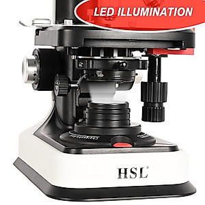 HSL Compound Trinocular Microscope Professional,40x-2500x Biological Microscopes for Adults Laboratory,Micro Scope microscopepio 1000x 400X LED WF10x and WF25x eyepieces Abbe Condenser