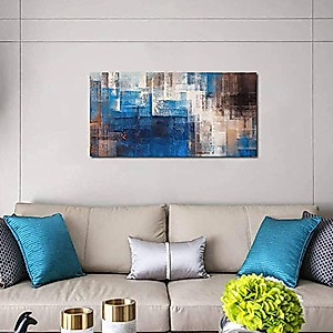Pogusmavi Large Dark Blue Abstract Wall Art Decor for Living Room Canvas Prints Picture Artwork Office Home Bedroom Wall Decoration 24x48