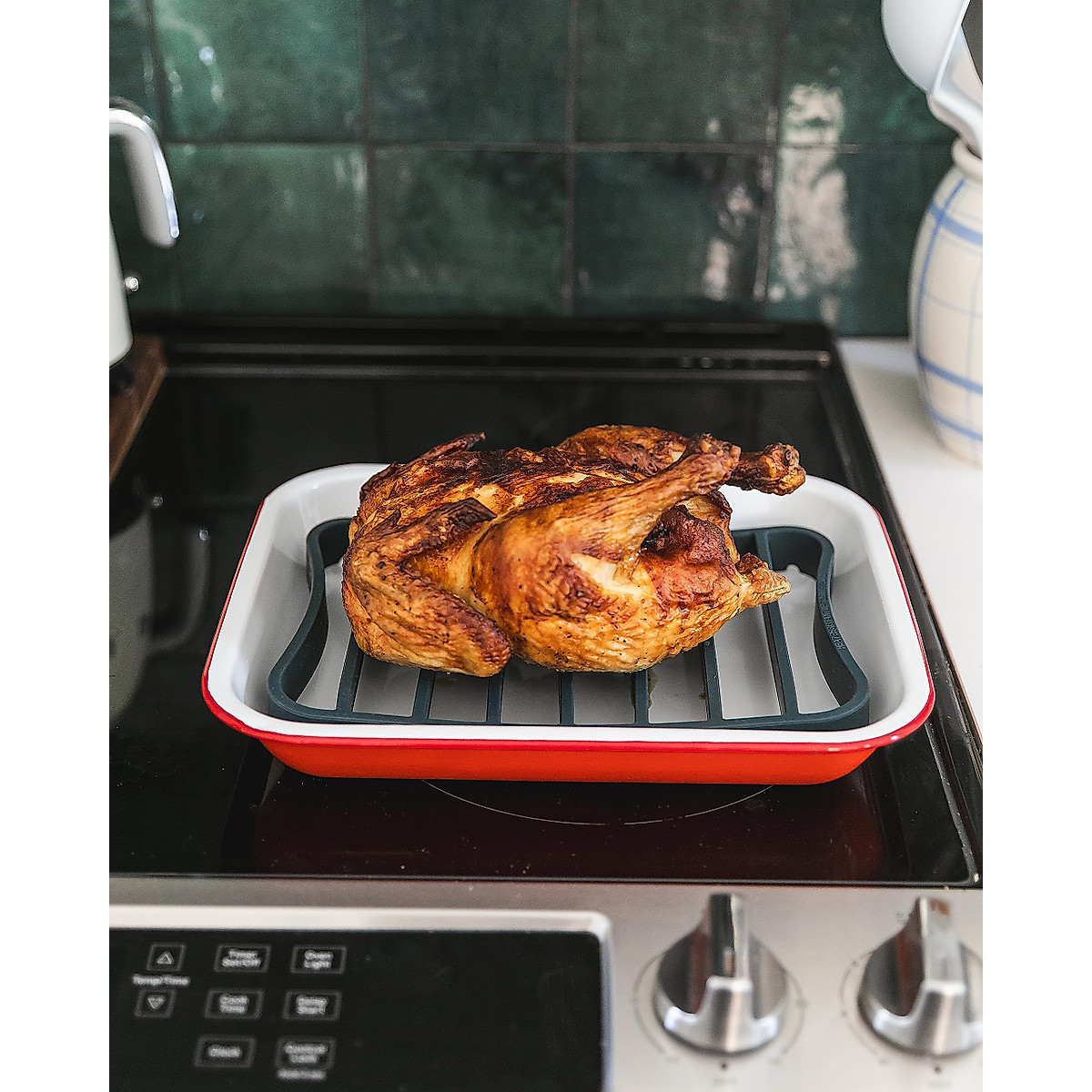 The Silicone Kitchen Silicone Roasting Rack Pan, Dishwasher Safe, BPA Free, Non-Toxic, 7 in by 10.75 in, Navy, 2 Pack