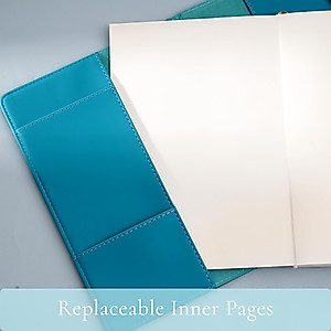 Daily Planner 2023 Agenda Weekly & Monthly Planner 2022-2023 Appointment Leather Planner for Women Students Time Management Journal with Pen Holder, Pocket, Premium Beige Paper, 5.9" x 8.7", Blue