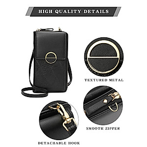 Youniya Cell Phone Purse Cell Phone Bag with Credit Card Wallet Phone Crossbody Bags for Women (Black)