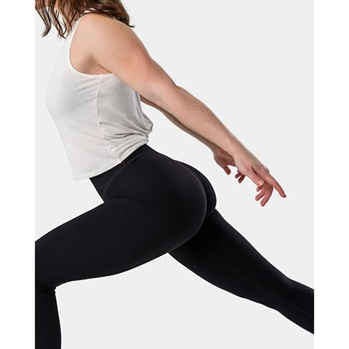 Kamo Fitness Serenity 25" No Front Seam 7/8 Leggings High Waisted Yoga Pants for Women, Soft Workout Pants Compression Leggings with Tummy Control (Black, S)