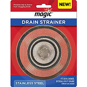 Magic Stainless Steel Sink Strainer - 3 Different Sizes Included - Drain Filter Strainer Basket - Fits Bath Shower Kitchen & Utility Drains