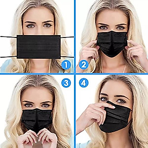 Black Face Masks Disposable 100 Pack 3 Ply Facemask with White Inside