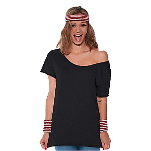 Awkward Styles Sweatband Set Yoga Wristband and Headband Perfect for Basketball Tennis Running Fitness - Retro Style Soft Cotton Red White Stripes