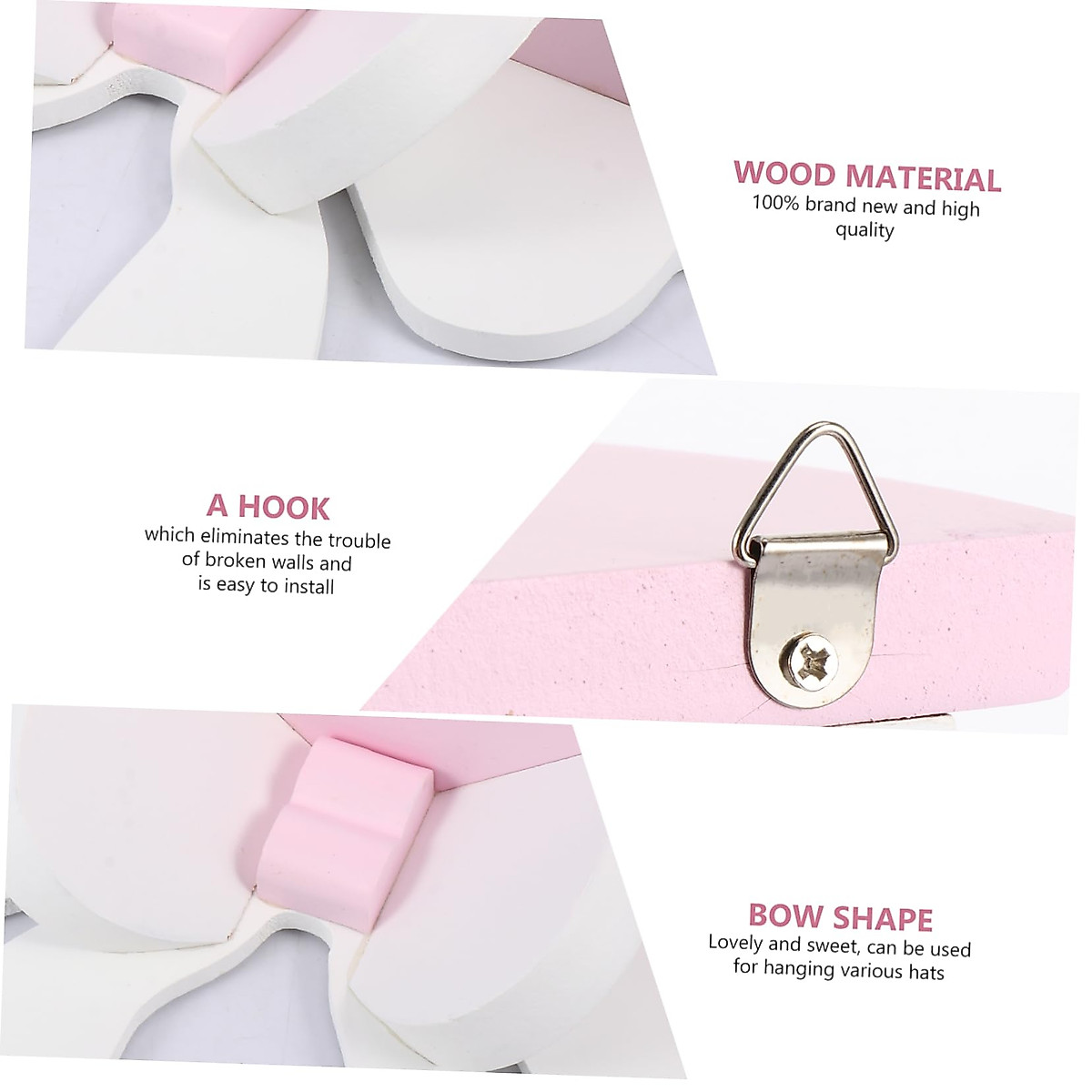 TOVINANNA Wood Floating Shelf, Cute Wooden Bow Tie Rack for Wall, 7.9" Folating Storage Shelves Kawaii Princess Room Decor for Bedroom, Office