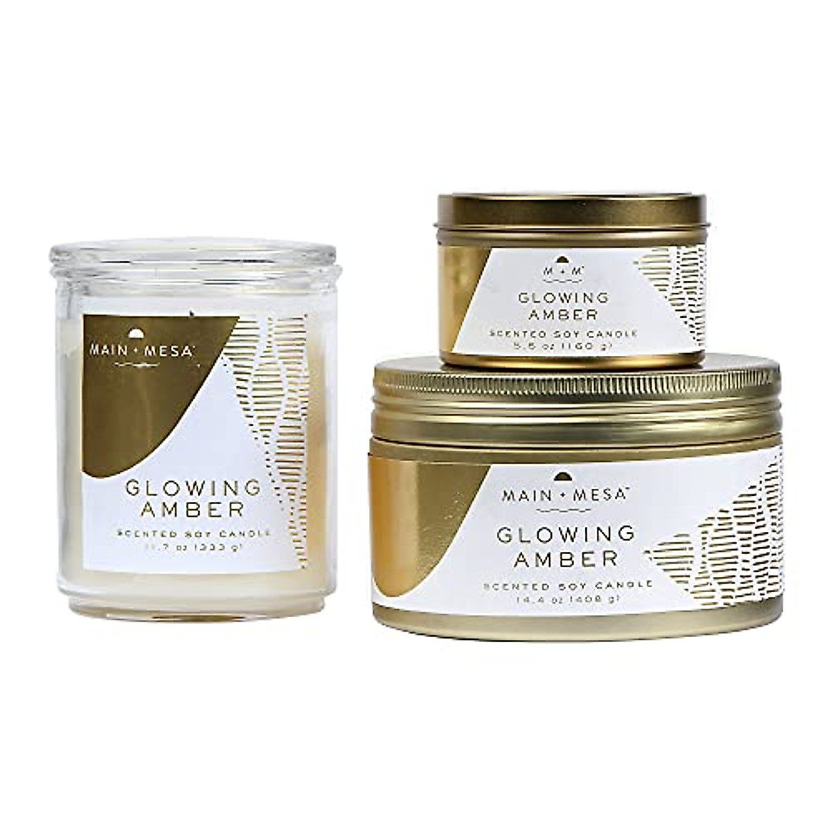 Main + Mesa Lidded Glass Candle, Glowing Amber