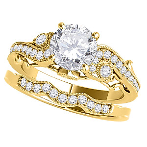 MauliJewels | 0.56 Carat Diamond Engagement Bridal Ring Set Prong Setting 14K Solid Rose White Yellow Gold