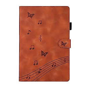 Business Special Butterfly Phonogram Pattern Cover with 2 Credit Card Slots Pencil Holder Kickstand Protective Case for iPad Air 1/iPad 5 9.7"-Brown