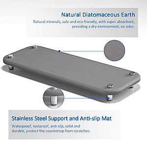 eipizx Sink Caddy Instant Dry Kitchen Sink Organizer Water Absorbing Fast Drying Stone Sink Tray For Soap Dispenser Quick drying Sink Caddy Sponge Holder For Kitchen Sink (2 Packs, Dark Grey)