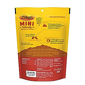 Zuke's Mini Naturals Dog Training Treats, Peanut Butter & Oats Recipe, Soft Dog Treats with Vitamins & Minerals, for All Breed Sizes, 6 OZ Bag (Pack of 3)