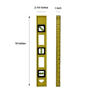 2 Pack Yellow 16 Inch Torpedo Level With Ruler 3 Vial Plastic WHOLESALE BULK LOT