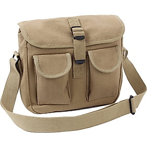 Rothco Canvas Utility Shoulder Bag – Vintage Crossbody Bag for Men – Heavyweight Cotton Canvas – 10" x 8" x 7" - Khaki
