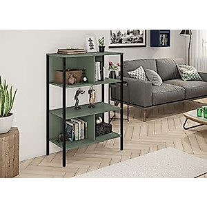 itbe Easywork 3 Tier Bookshelf, Bookcase Office Shelf (Green)