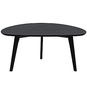 FIRMINANA Small Black Oval Coffee Table for Small Space Mid Century Modern Coffee Table for Living Room-Black-18.9" D x 33.47" W x 15.75" H