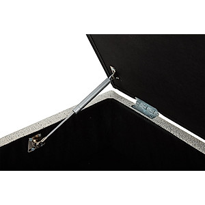 CHITA Channel Tufted Storage Ottoman Bench, Square Fabric Ottoman with Storage for Living Room Bed, Ivory