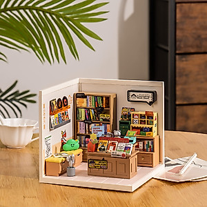 ROBOTIME DIY Miniature House - 1:24 Scale Realistic Store Kit with LED Light - Tiny Model Mini House with Furniture, Best Birthday Gift