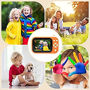 Seemee Instant Print Camera for Kids, Funny Selfie Camera, Kids Digital Camera with 3.5" Screen, 32G Card, Print Papers, Stickers, Dual Cameras HD 1080P, Birthday Gifts Toys for Boys Girls (Beige)
