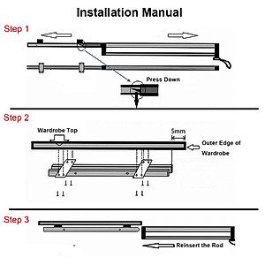 Pull Out Clothes Hanger Rod Adjustable Wardrobe Clothing Rail Hanger Rack Bar for Pants Clothes Stainless Steel (547mm/21.5inch)