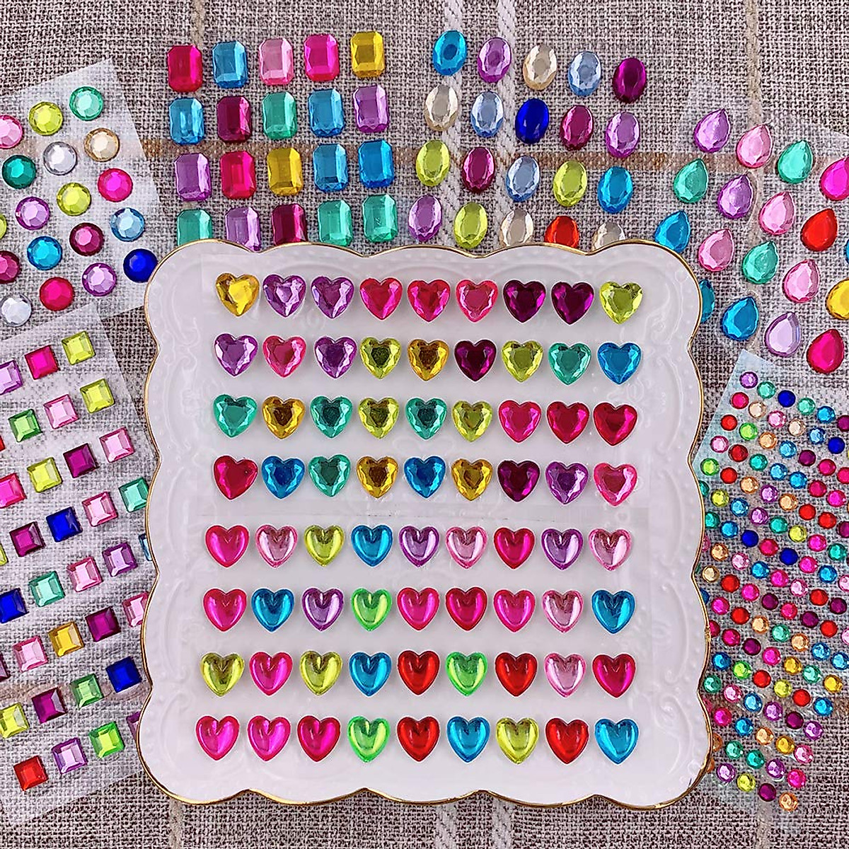 365pcs Jewels Stickers Gem Stickers Rhinestone for Crafts Sticker Gems Self Adhesive Bling Jewels