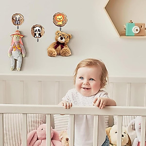 Vamotto Wooden Animal Wall Hooks, 6-Pack Self Adhesive Coat Hooks Hanging Wall Mounted Hooks for Coats, Towels, Hats,Backpack, Robe, Purse,Decorative Farmhouse