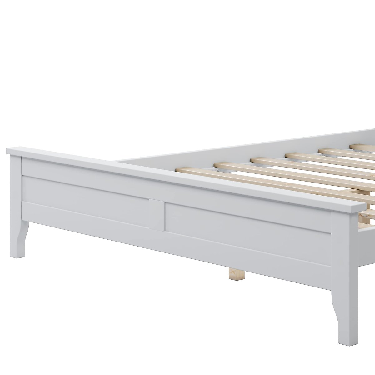 MERITLINE Full Size Platform Bed Frame with Headboard/Solid Wood Foundation with Wood Slat Support/No Box Spring Needed/Easy Assembly/Rustic Pine (Full, White)