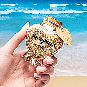 Honeymoon Sand Keepsake Jar 2023，Bridal Shower Gift, Wedding Gift, Engagement Gift, Honeymoon Gift, Travel Gift for Couples, Newlywed, Fiance(Gift Box Includes) - 40ml Glass - Heart Shape Card